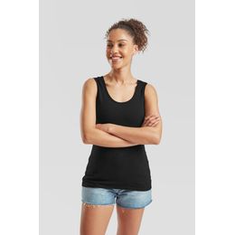 Damen Tanktop, schwarz, Gr. M, Fruit of the Loom, unifarben, Jersey, Obermaterial: 100% Baumwolle, Tops, aus reiner Baumwolle, Rundhals