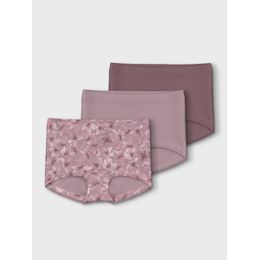 name it M&auml;dchen Boxershorts "NMFTIGHTS 3P MAUVE FLOWER NOOS", Gr. 110, lila, Jersey, Obermaterial: 95% Baumwolle, 5% Elasthan, bedruckt, Unterhosen