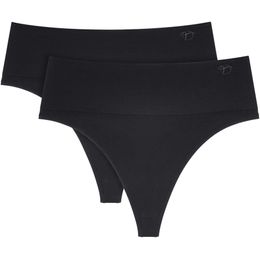 Triumph Damen String "Soft Sculpt", Gr. 46, schwarz, Obermaterial: 86% Polyamid, 14% Elasthan, Unterhosen, mit hohem Beinausschnitt, formend, medium