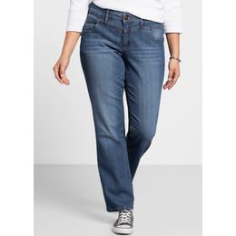sheego Damen Stretch-Jeans, blau, Gr. 23, unifarben, 98% Baumwolle, 2% Elasthan, Jeans