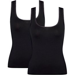 Sloggi Damen Unterhemd "GO", Gr. L, schwarz, Single Jersey, Obermaterial: 96% Baumwolle, 4% Elasthan, Unterhemden, zarte Spitzendetails, tiefer