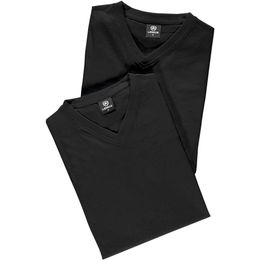 Lerros Herren V-Shirt, schwarz, Gr. XXL, unifarben, Single Jersey, Obermaterial: 100% Baumwolle, Shirts, unifarben, 2-er Pack V-Shirt