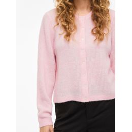 Vila Damen Strickjacke "VILORY O-NECK L/S KNIT CARDIGAN-NOOS"cherry blossom detail:melange, Gr. XXL, meliert, Rippstrick, Obermaterial: 45% Polyamid,