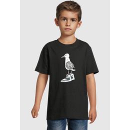 MisterTee Jungen T-Shirt "MisterTee The Seagull Sneakers Tee"schwarz, Gr. 158, bedruckt, 100% Baumwolle, Shirts