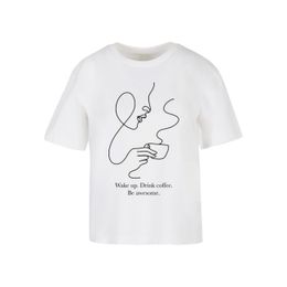 MISS TEE Damen T-Shirt "Miss Tee Drink Coffee Be Awesome Tee", wei&szlig;, Gr. M, bedruckt, 100% Baumwolle, Shirts