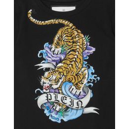 Philipp Plein Damen T-Shirt "Tattoo Verziert", schwarz, Gr. 8, Obermaterial: 100% Baumwolle, Shirts