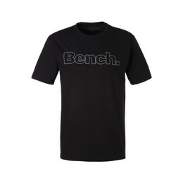 Herren T-Shirt, schwarz, Basic, Gr. XL, BENCH. LOUNGEWEAR, unifarben, Single Jersey, Obermaterial: 100% Baumwolle, Shirts, Shirt mit Logoprint,