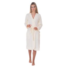 WEWO-Fashion Damenbademantel WEWO FASHION, L:110cm, beige, Leichtfrottier, Hausm&auml;ntel, "5401, ideal f&uuml;r Sauna & Spa, Hotelbademantel, Morgenmantel"