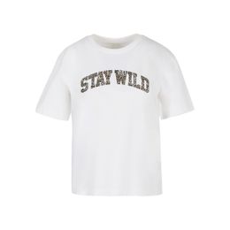 MISS TEE Damen T-Shirt "Miss Tee Stay Wild Leo Tee"wei&szlig;, Gr. L, bedruckt, 100% Baumwolle, Shirts