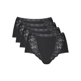 Sloggi Damen Maxislip "Chic", Gr. 48, schwarz, Single Jersey, Obermaterial: 95% Baumwolle, 5% Elasthan. Spitze: 71% Polyamid, 20% Baumwolle, 9%