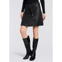 Mauritius Damen Lederrock "GWHalie", schwarz, Gr. XL, unifarben, Obermaterial: 100% Schafsleder. Futter: 100% Polyester, R&ouml;cke, mit Flechtg&uuml;rtel