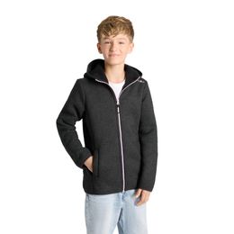 Strickfleecejacke CMP, M&auml;dchen, Gr. 152, carbone meliert, Obermaterial: 100% Polyester, Jacken