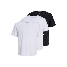 Jack & Jones JACK & JONES Herren Rundhalsshirt "JJEORGANIC BASIC TEE SS O-NE 3PK MP NOOS", schwarz-wei&szlig;, Gr. M, unifarben, Single Jersey, Obermaterial: 100%
