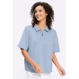 T-Shirt Heine "Shirt", Damen, Gr. 34, eisblau, 55% Viskose, 40% Polyester, 5% Elasthan, unifarben, Rundhals, Shirts T-Shirt