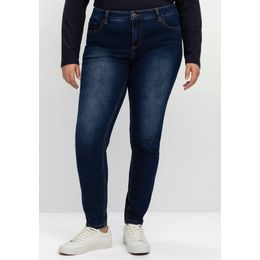 sheego Damen Stretch-Jeans, blau, Gr. 116, unifarben, 74% Baumwolle, 22% Polyester, 3% Viskose, 1% Elasthan, Jeans