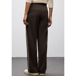 Stoffhose Street One, Damen, Gr. 44, L&auml;nge 32, deep roast braun, Web, Obermaterial: 61% Viskose, 32% Polyamid, 7% Elasthan. Futter: 100% Polyester, unifarben mit Farbeinsatz, straight fit lang, Hosen Stoffhose, mit Galonstreifen und aus Viskose mit Elasthan
