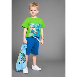 Kidsworld Jungen T-Shirt & Sweatbermudas, gr&uuml;n, Gr. 104, bedruckt, Single Jersey, Obermaterial: 100% Baumwolle. Obermaterial Hose: 100% Baumwolle,