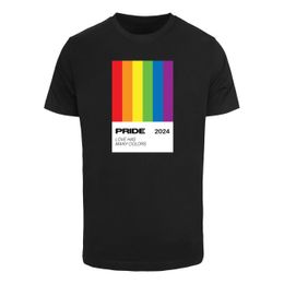 T-Shirt MisterTee "MisterTee Many Colors Pride Tee", Damen, Gr. S, schwarz, 100% Baumwolle, bedruckt, normal, Rundhals, Shirts T-Shirt