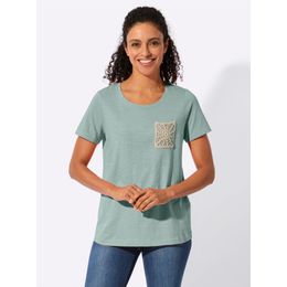 Inspirationen Damen Kurzarmshirt "Kurzarm-Shirt"kalkmint, Gr. 38, unifarben, 100% Baumwolle, Shirts