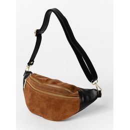 Anna Morellini Leder-Brustbeutel "Carola" in Schwarz/ Camel - (B)32 x (H)16 x (T)9 cm - 77% | Damen-koffer-reisegepaeck