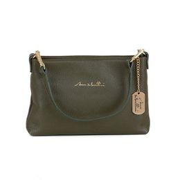 Anna Morellini Leder-Schultertasche "Sancia" in Khaki - (B)25 x (H)16 x (T)4 cm - 78% | Damen-taschen