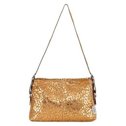 Anna Morellini Leder-Schultertasche "Teodora" in Camel/ Gold - (B)25 x (H)16 x (T)4 cm - 77% | Damen-taschen