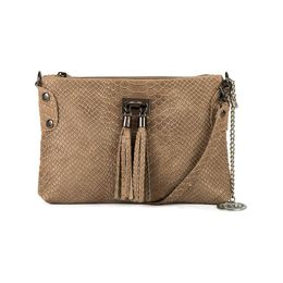 Mia Tomazzi Leder-Umhängetasche "Navigli" in Taupe - (B)22 x (H)15 x (T)4 cm - 75% | Damen-taschen