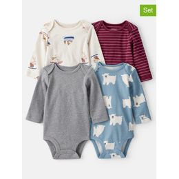 carter's 4er-Set: Bodys in Hellblau/ Grau/ Bordeaux/ Ecru - 48% | Größe 68 | Baby-bodys