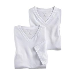 OLYMP Herren T-Shirt "Casual", wei&szlig;, Basic, Gr. M, Obermaterial: 100% Baumwolle, Shirts, mit Ton-in-Ton Logostickerei am &Auml;rmel