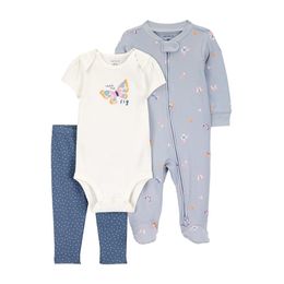carter's 3tlg. Outfit in Blau/ Hellblau/ Weiß - 59% | Größe 62 | Baby-bodys