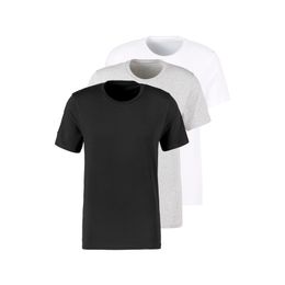 Bruno Banani Herren T-Shirt, Gr. L, schwarz-wei&szlig;, Jersey, Obermaterial: 95% Baumwolle, 5% Elasthan, unifarben, Basic, Shirts, mit Rundhals-Ausschnitt