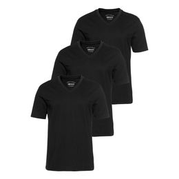 MAN'S WORLD MAN'S WORLD Herren V-Shirt, schwarz, Basic, Gr. 5XL, unifarben, Single Jersey, Obermaterial: 100% Baumwolle, Shirts, Kurzarm, aus Baumwolle