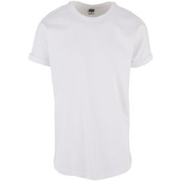 Urban Classics Damen T-Shirt "Urban Classics Herren Long Shaped Turnup Tee"wei&szlig;, Gr. 4XL, unifarben, 100% Baumwolle, Shirts
