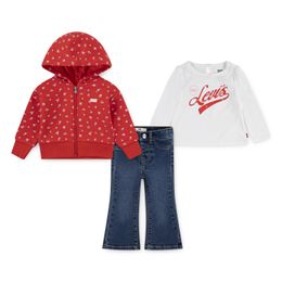 LEVI'S KIDS M&auml;dchen Neugeborenen-Geschenkset "LVG,PC FZ TEE,JEANS SET", wei&szlig;, Gr. 9M, bedruckt, Jersey, Obermaterial: 64% Baumwolle, 26% Polyester,