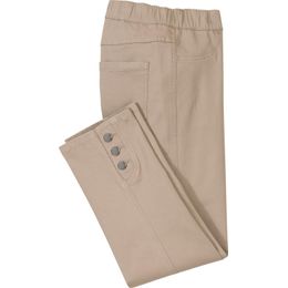 Damen 7/8-Jeans mit seitlichen Zierkn&ouml;pfen beige, Gr&ouml;&szlig;e 19