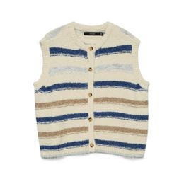 V&eacute;ro Moda Vero Moda Strickweste 'VMKIRA' Damen Gr&ouml;&szlig;e L ecru / hellblau / dunkelblau / braun
