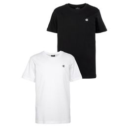 Champion Jungen T-Shirt, schwarz-wei&szlig;, Gr. XL, unifarben, Jersey, Obermaterial: 100% Baumwolle, Shirts, 2er-Pack, Kurzarm, mit Rundhalsausschnitt,