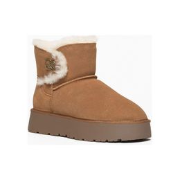 NICEBAY Leder-Winterboots "Labriela" in Hellbraun - 72% | Gr&ouml;&szlig;e 38 | Damen-stiefel