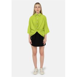 FRESHLIONS Damen Klassische Bluse "Maya", gr&uuml;n, Gr. S, unifarben, 100% Polyester, Blusen, mit kurzem Schnitt