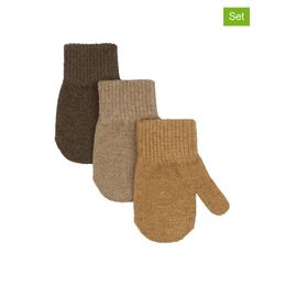 Mikk-line 3er-Set: F&auml;stlinge in Camel/ Hellbraun/ Dunkelbraun - 12% | Gr&ouml;&szlig;e 98/104 | Baby-handschuhe