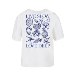 MISS TEE Damen T-Shirt "Miss Tee Live Slow Seashells Tee", wei&szlig;, Gr. L, bedruckt, 100% Baumwolle, Shirts