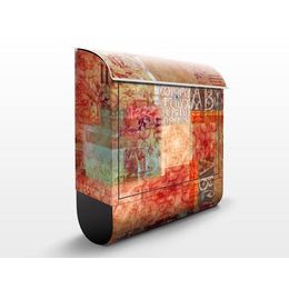 Bilderwelten Briefkasten mit Zeitungsfach - ausgefallen - Vintage Motiv Schriftmuster - Nostalgie Bunt