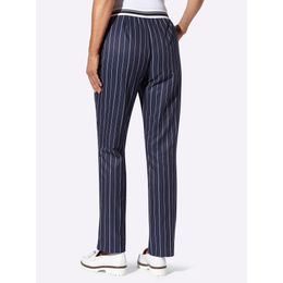 Classic Basics Damen Schlupfhosemarine, wei&szlig;, gestreift, Gr. 54, gemustert, mehrfarbig, 100% Polyester, Hosen