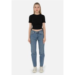 FRESHLIONS Damen T-Shirt "Emily", schwarz, Gr. S, unifarben, 95% Baumwolle, 5% Elasthan, Shirts, mit praktischen Bindeb&auml;ndern