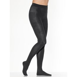 Rogo Damen Thermostrumpfhose, Gr. 3, grau, 75% Baumwolle, 22% Polyamid, 3% Elasthan, Strumpfhosen