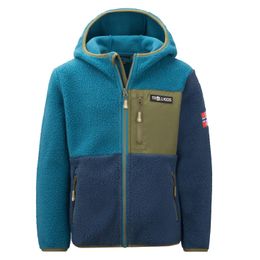 Trollkids Mädchen Kapuzenplüschjacke "KIDS AURLANDSFJORD JACKET", blau, Gr. 140, Fleece, Obermaterial: 100% Polyester, Jacken