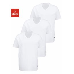 Bruno Banani Herren T-Shirt, Gr. XXL, wei&szlig;, Jersey, Obermaterial: 95% Baumwolle, 5% Elasthan, unifarben, Basic, Shirts, mit V-Ausschnitt, perfekte