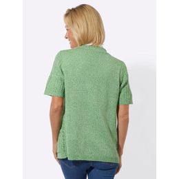 Classic Basics Damen Ajourstrickjackeapfel, ecru, meliert, Gr. 48, meliert, unifarben, 53% Polyacryl, 47% Baumwolle, Strickjacken