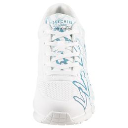 Skechers Damen Wedgesneaker "UNO-SPREAD THE LOVE", Gr. 42, blau, Lederimitat, kontrastfarbene Details, Schuhe, Freizeitschuh, Halbschuh, Schn&uuml;rschuh
