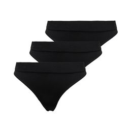 Only Damen T-String "ONLVICKY RIB S-LESS THONG 3-PK NOOS", Gr. S, schwarz, Jersey, Obermaterial: 94% Polyamid, 6% Elasthan, unifarben, Unterhosen